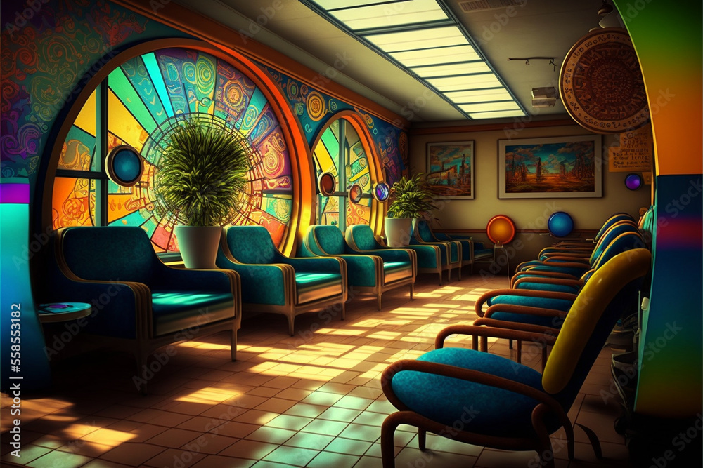 Funky Waiting Room Stock Illustration | Adobe Stock