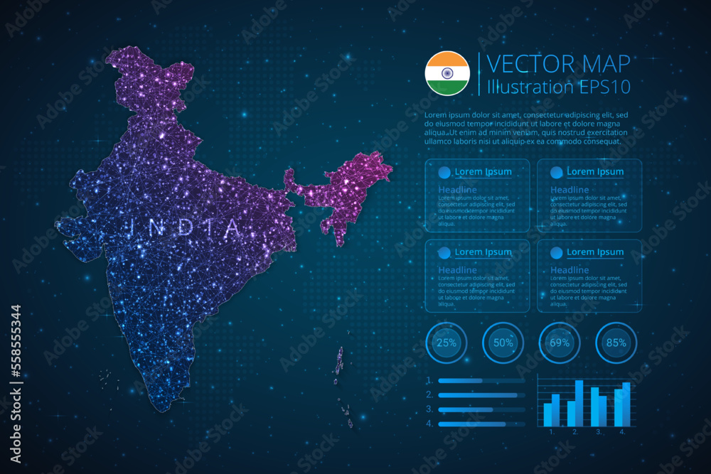 Vetor de India map infographics template for diagram, graph ...