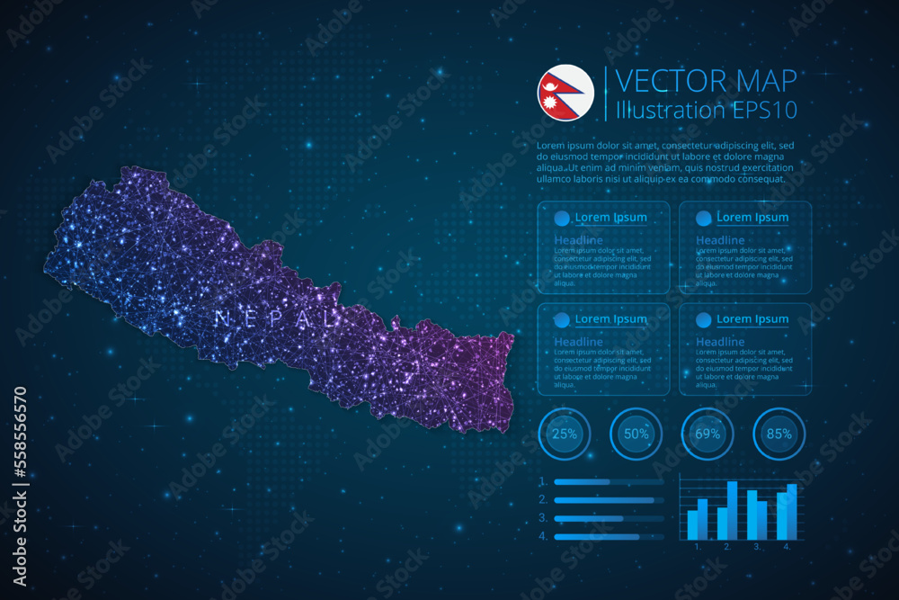Nepal map infographics template for diagram, graph, presentation and ...