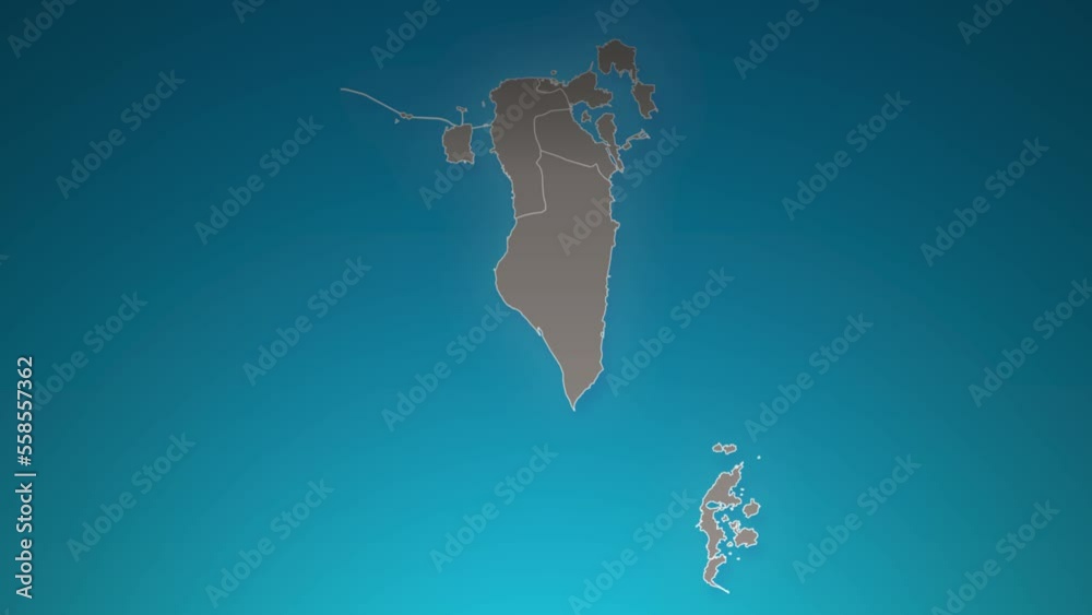 bahrain country map with zoom in Realistic Clouds Fly Through. camera ...