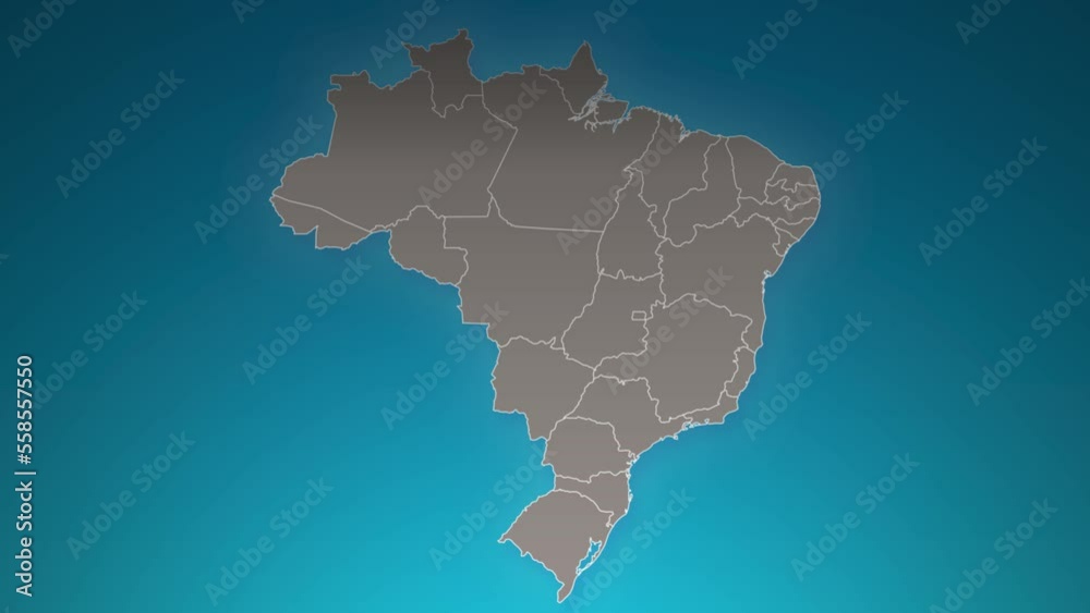 brazil country map with zoom in Realistic Clouds Fly Through. camera ...
