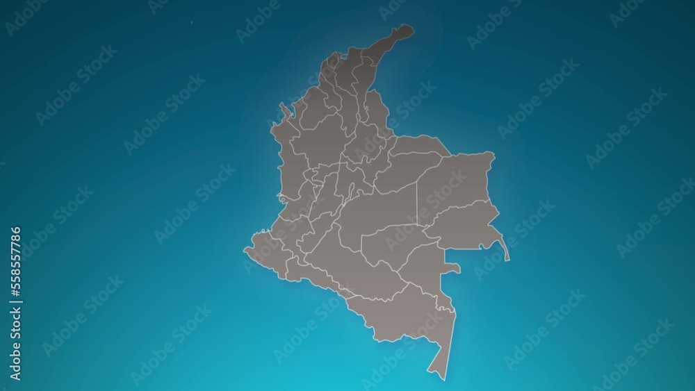colombia country map with zoom in Realistic Clouds Fly Through. camera ...