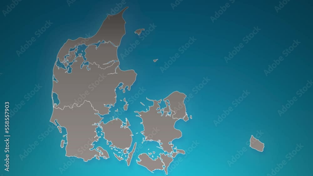 denmark country map with zoom in Realistic Clouds Fly Through. camera ...