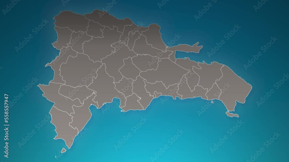 dominican Republic country map with zoom in Realistic Clouds Fly ...