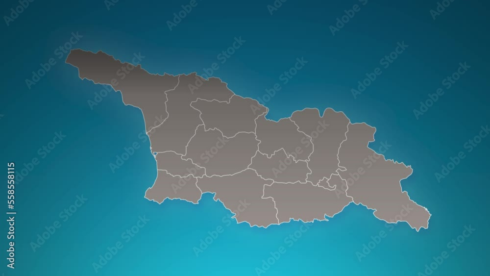 georgia South Ossetia country map with zoom in Realistic Clouds Fly ...