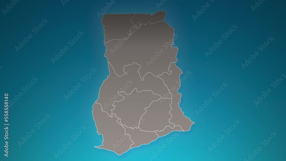 ghana country map with zoom in Realistic Clouds Fly Through. camera ...