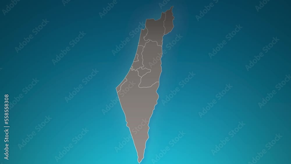 israel country map with zoom in Realistic Clouds Fly Through. camera ...