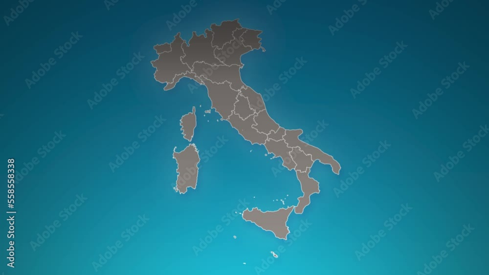 italy country map with zoom in Realistic Clouds Fly Through. camera ...