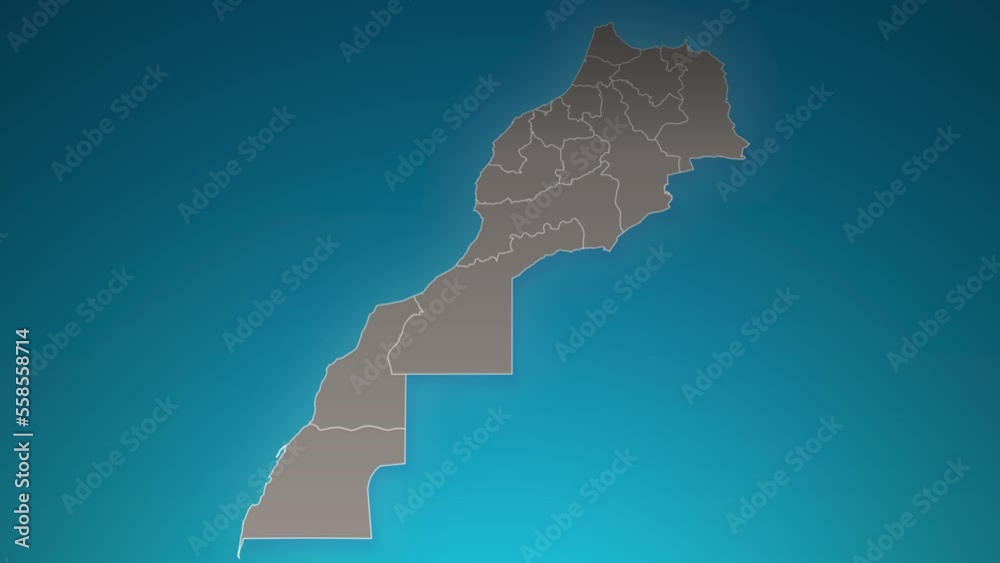 Vidéo Stock morocco country map with zoom in Realistic Clouds Fly ...