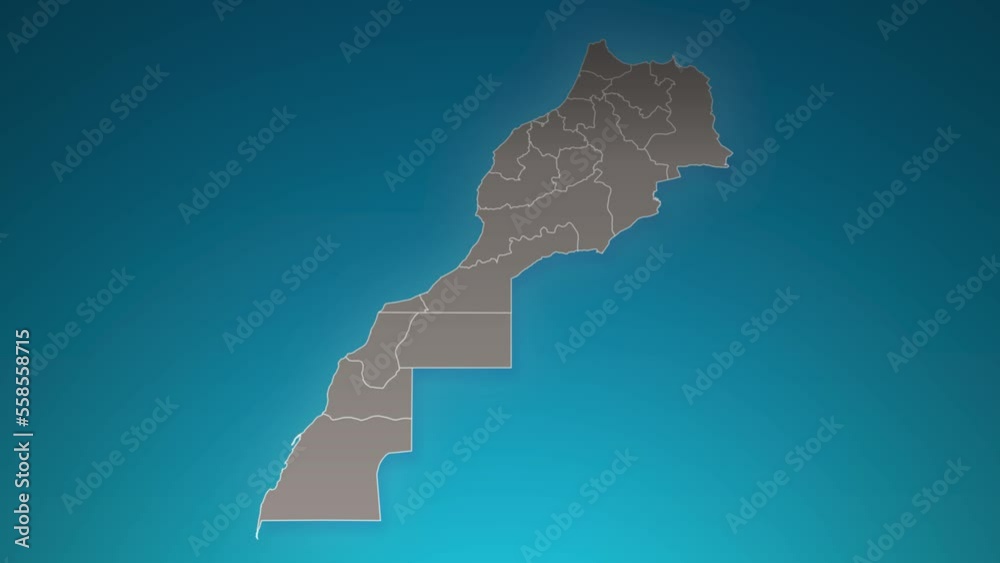 morocco Western Sahara country map with zoom in Realistic Clouds Fly ...