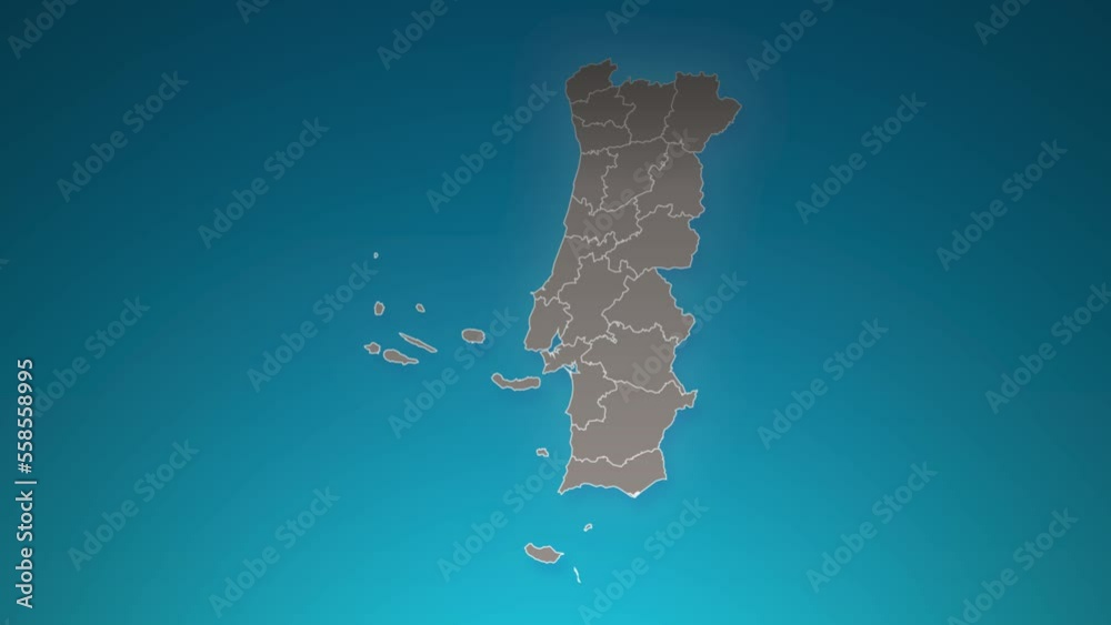 portugal country map with zoom in Realistic Clouds Fly Through. camera ...