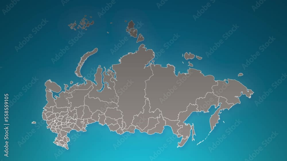 russia country map with zoom in Realistic Clouds Fly Through. camera ...