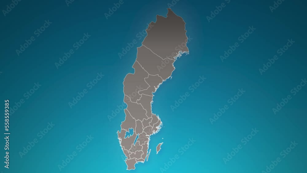 sweden country map with zoom in Realistic Clouds Fly Through. camera ...