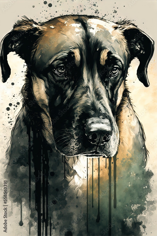 Sad and Depressed Dog, with Sad Eyes, Sad Expression, and Fallen Ears ...