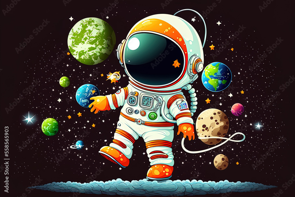 a space themed cartoon image. Generative AI Stock Illustration | Adobe ...