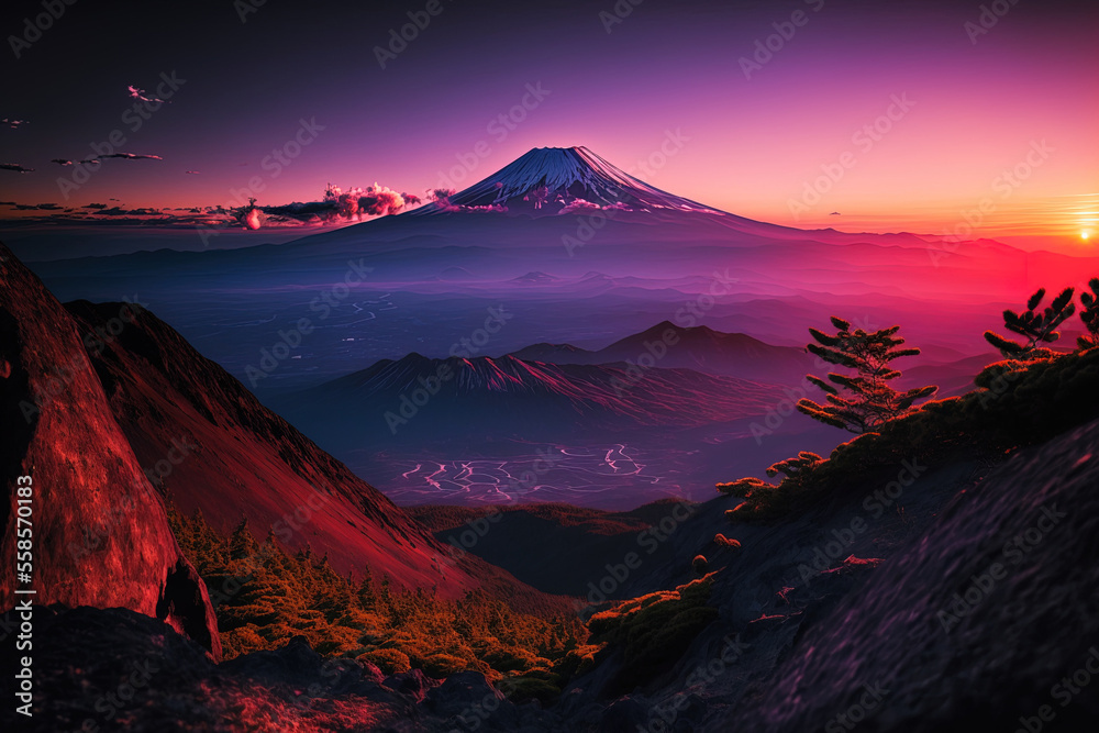 Airborne Panorama View from Fuji Mountain. Japan's Symbolic and Iconic ...