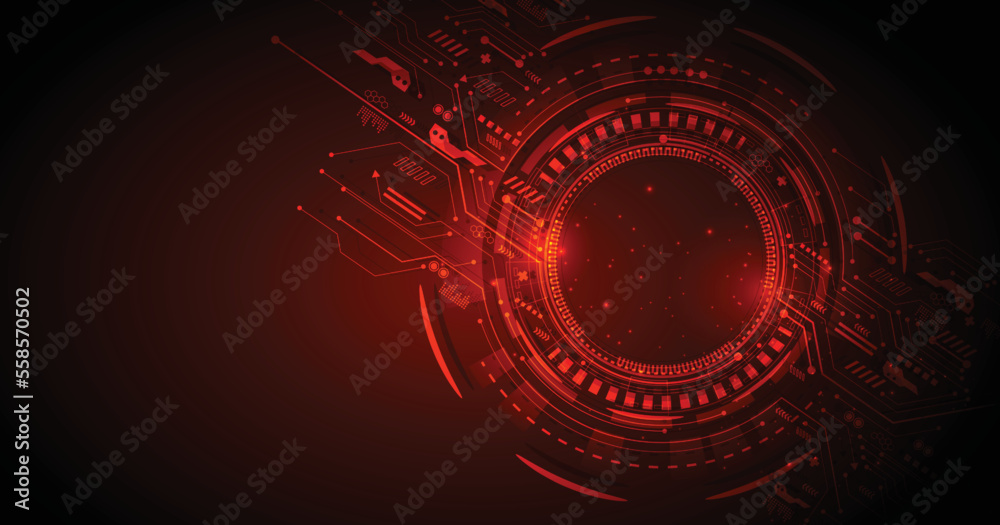 Abstract technology digital futuristic background concept. Dark red ...