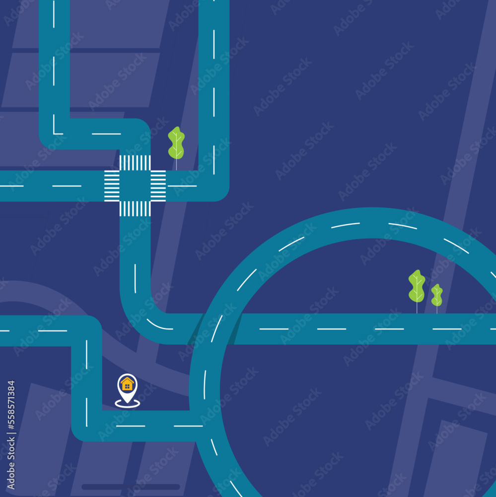 Top view of a road map vector aerial view of a road map, vector ...
