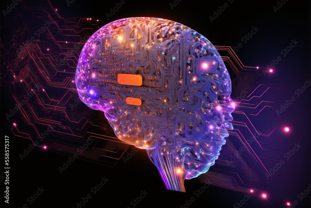 Technology Artificial intelligence (AI) brain animation digital data ...