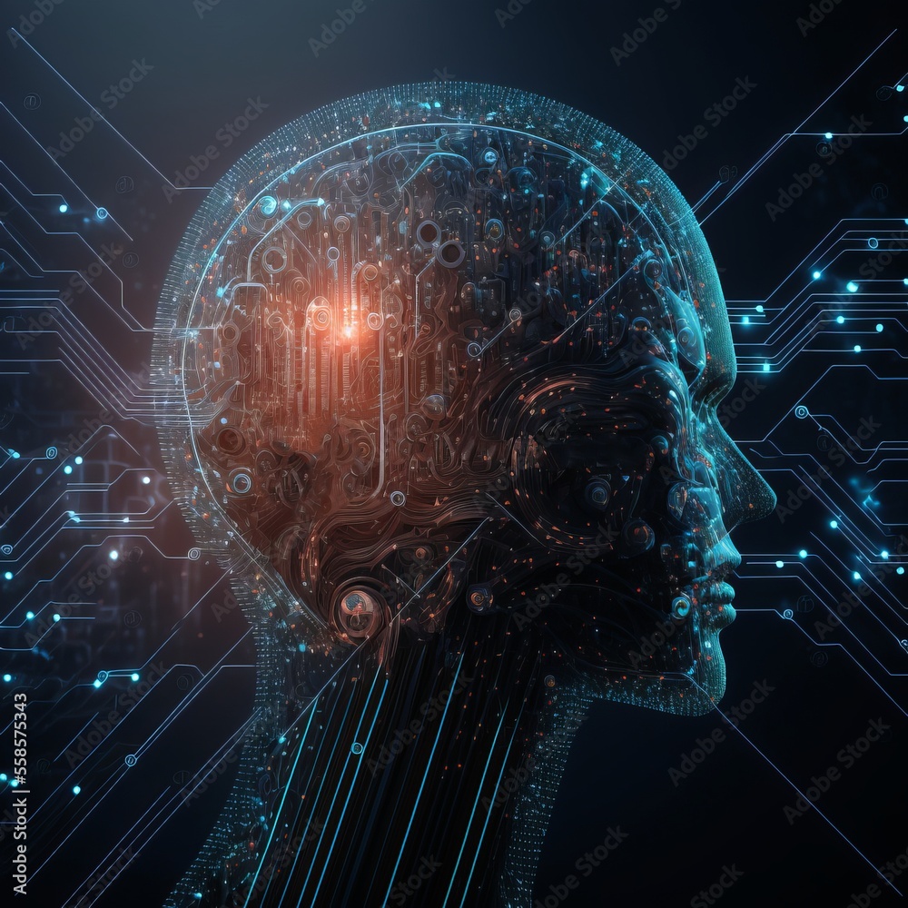 Technology Artificial intelligence (AI) brain animation digital data concept.Big Data Flow ...