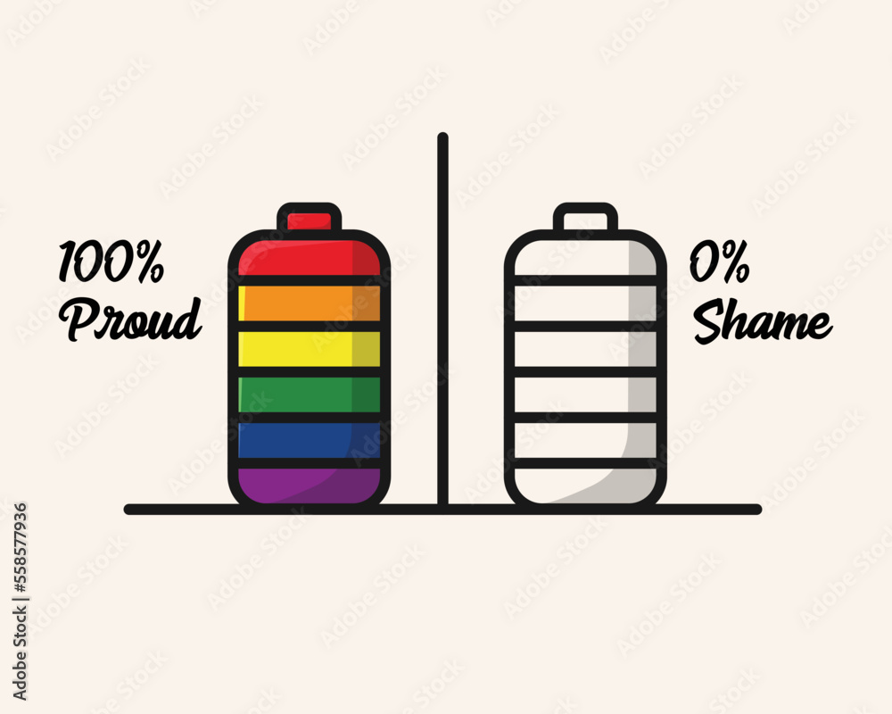 LGBT Pride Vector design. Battery level as full charged in rainbow ...
