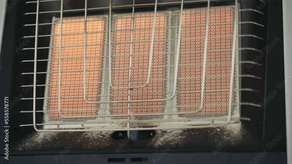 Elements of a gas heater heated from heating and a burning gas burner ...