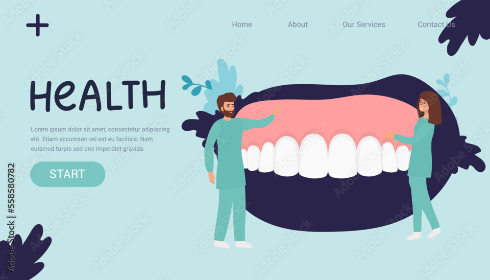 Dental clinic and healthcare concept. Woman and man dentists cartoon ... Dental clinic and healthcare concept. Woman and man dentists cartoon ...