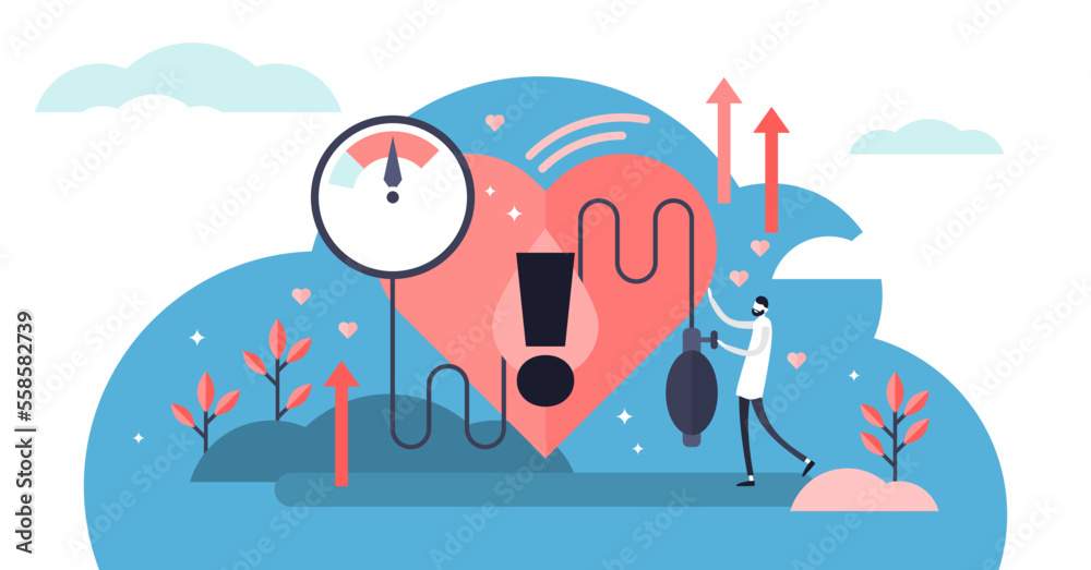 High blood pressure illustration, transparent background. Flat tiny ...