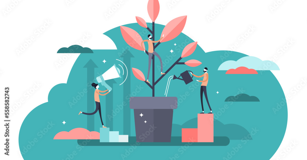 Mentoring illustration, transparent background.Flat tiny motivation ...