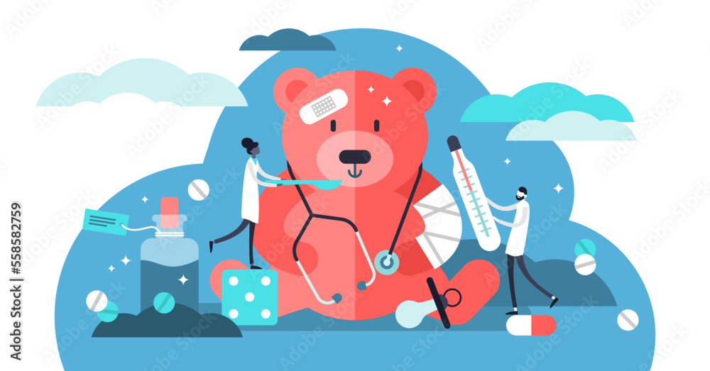 Pediatric illustration, transparent background. Flat tiny kids doctor ...