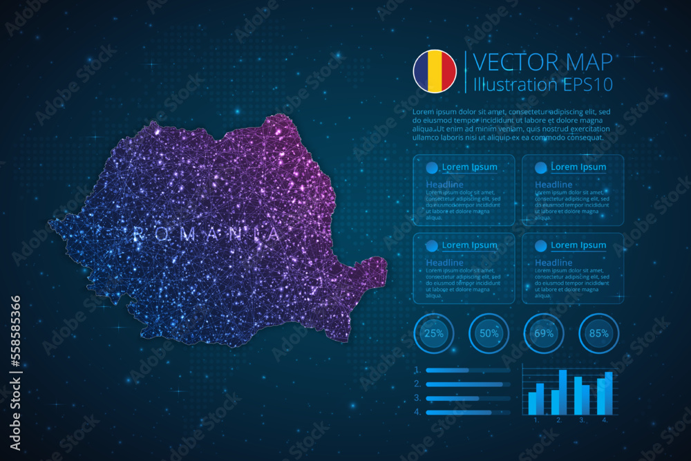 Romania map infographics template for diagram, graph, presentation and ...