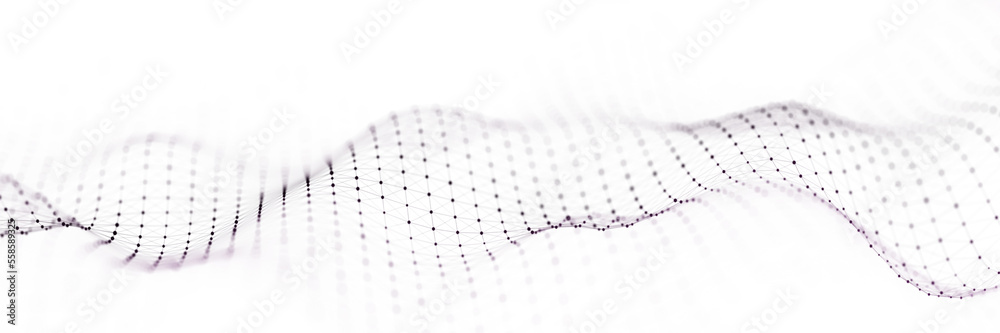 Dynamic wave with connected dots and lines on a white background ...