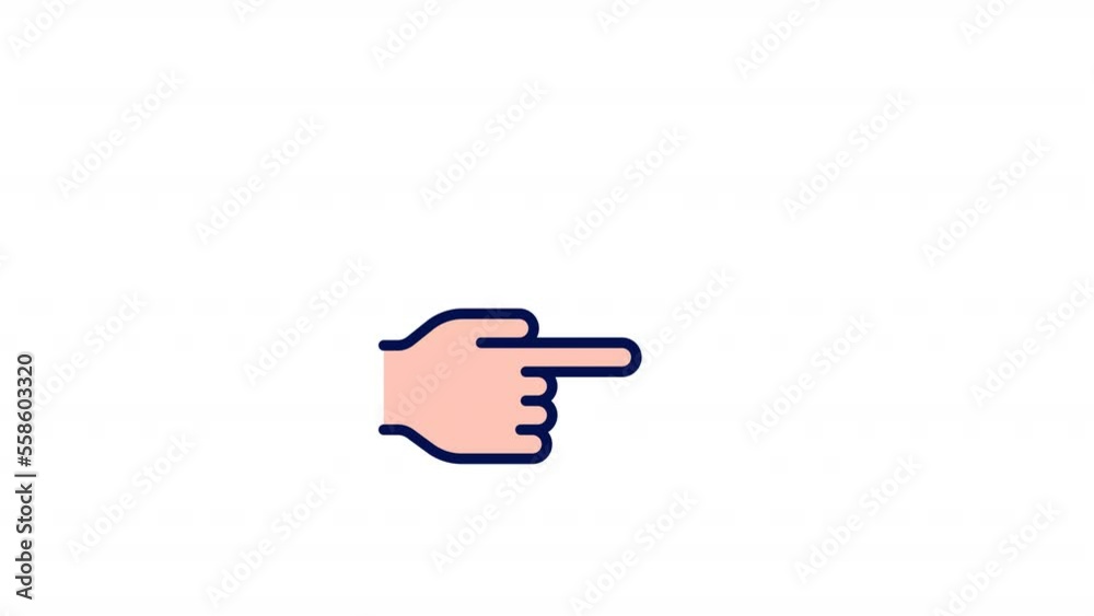 Animated click color icon. Choose option. Index finger pointing. Look ...