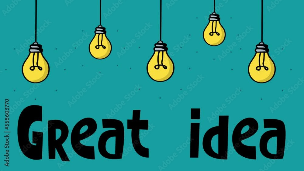 great idea text concept animation.Light bulbs symbol.cartoon style ...