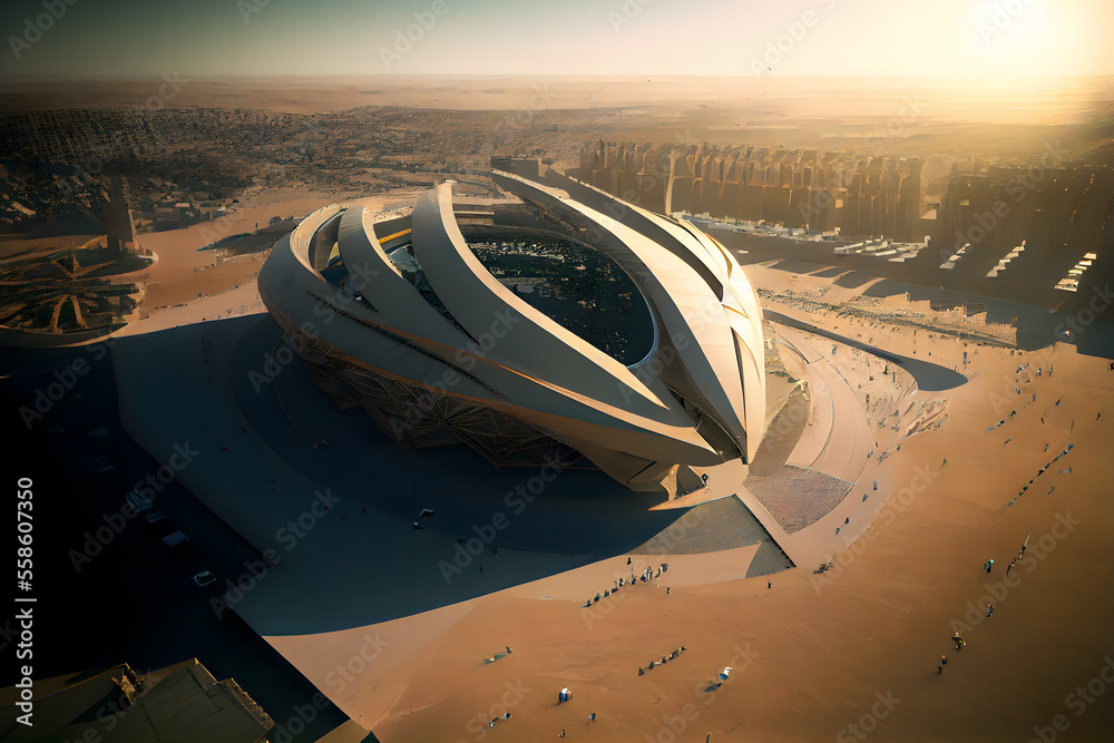 A futuristic stadium was built in the heart of Saudi Arabia, with the ...