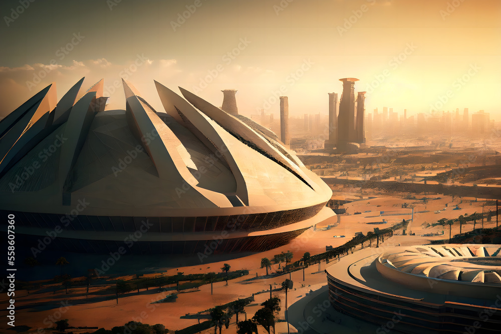 A futuristic stadium was built in the heart of Saudi Arabia, with the ...