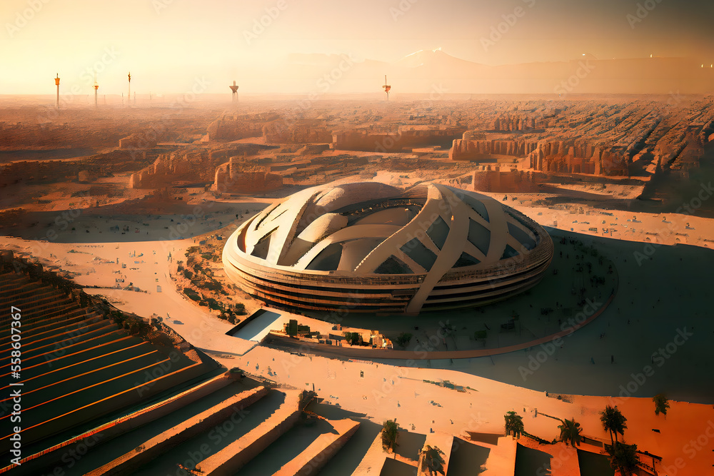 A futuristic stadium was built in the heart of Saudi Arabia, with the ...