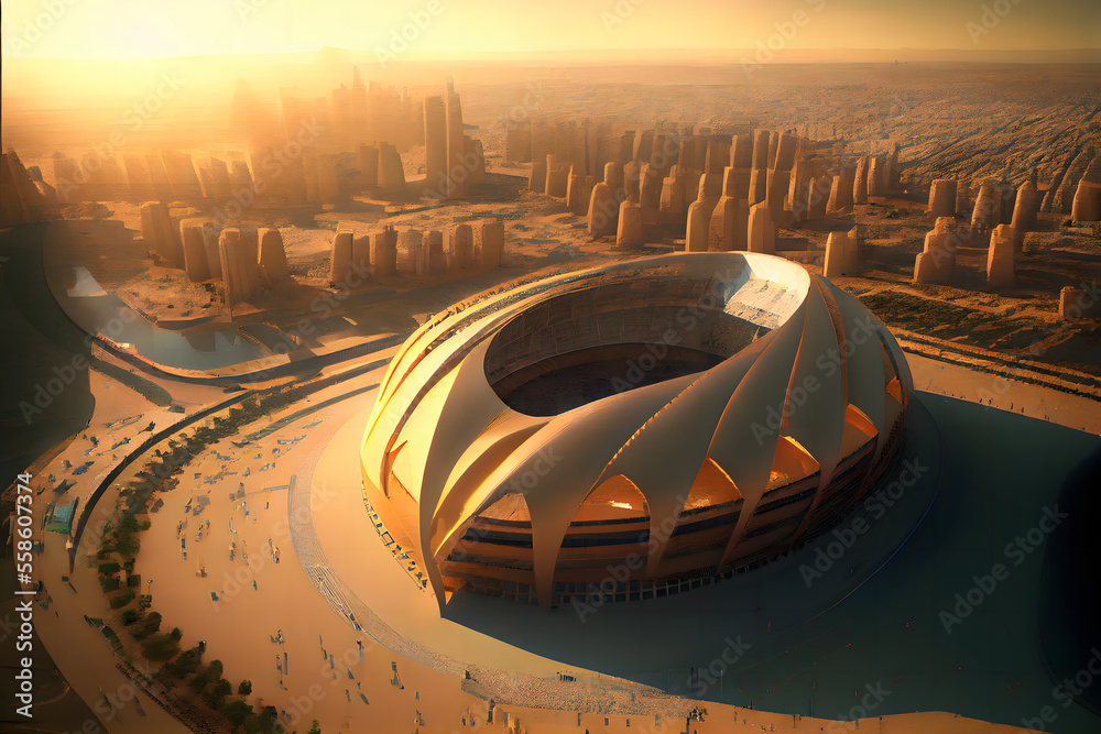 A futuristic stadium was built in the heart of Saudi Arabia, with the ...
