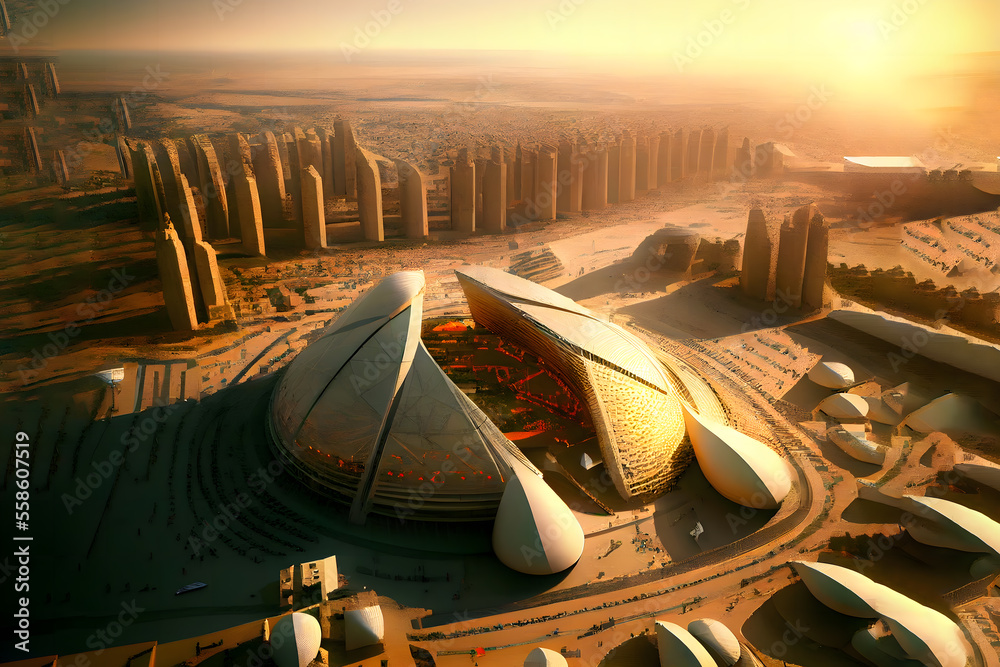 A futuristic stadium was built in the heart of Saudi Arabia, with the ...