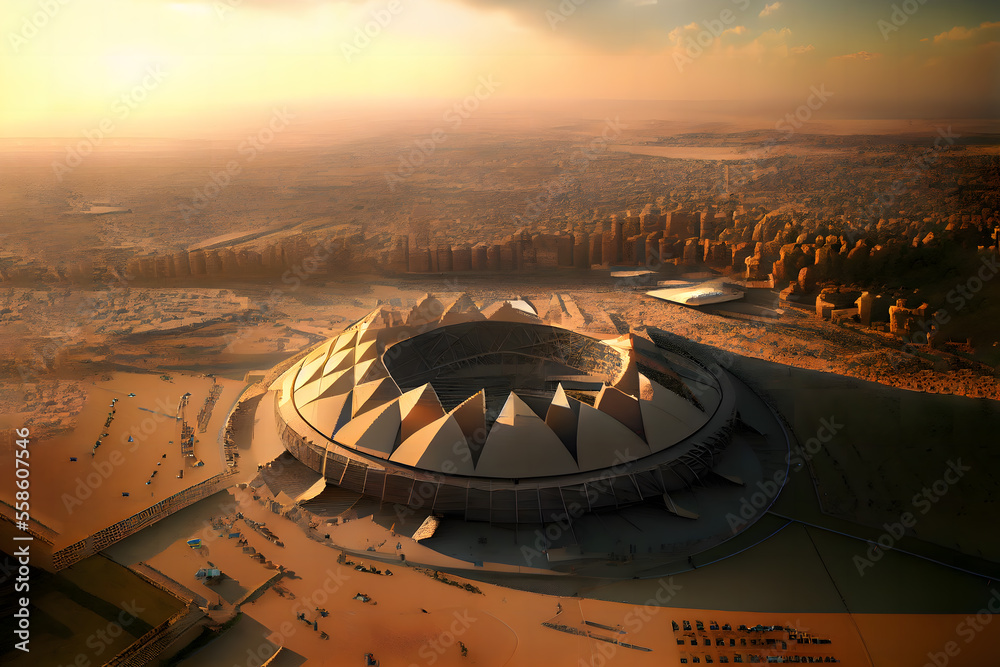 A futuristic stadium was built in the heart of Saudi Arabia, with the ...