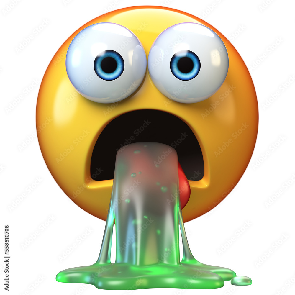 Puking emoji isolated on white background, disgusted or sick emoticon ...