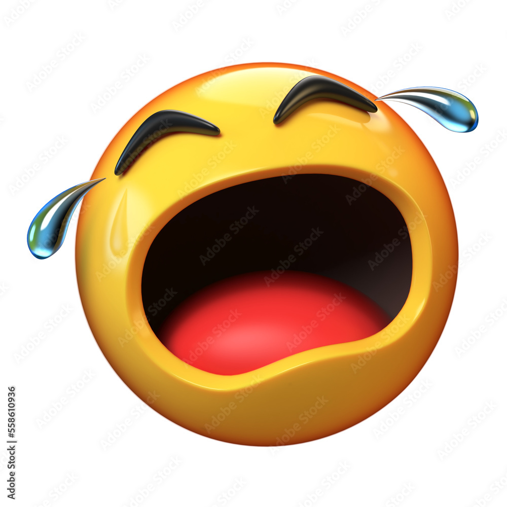 Crying emoji isolated on white background, emoticon in tears 3d ...
