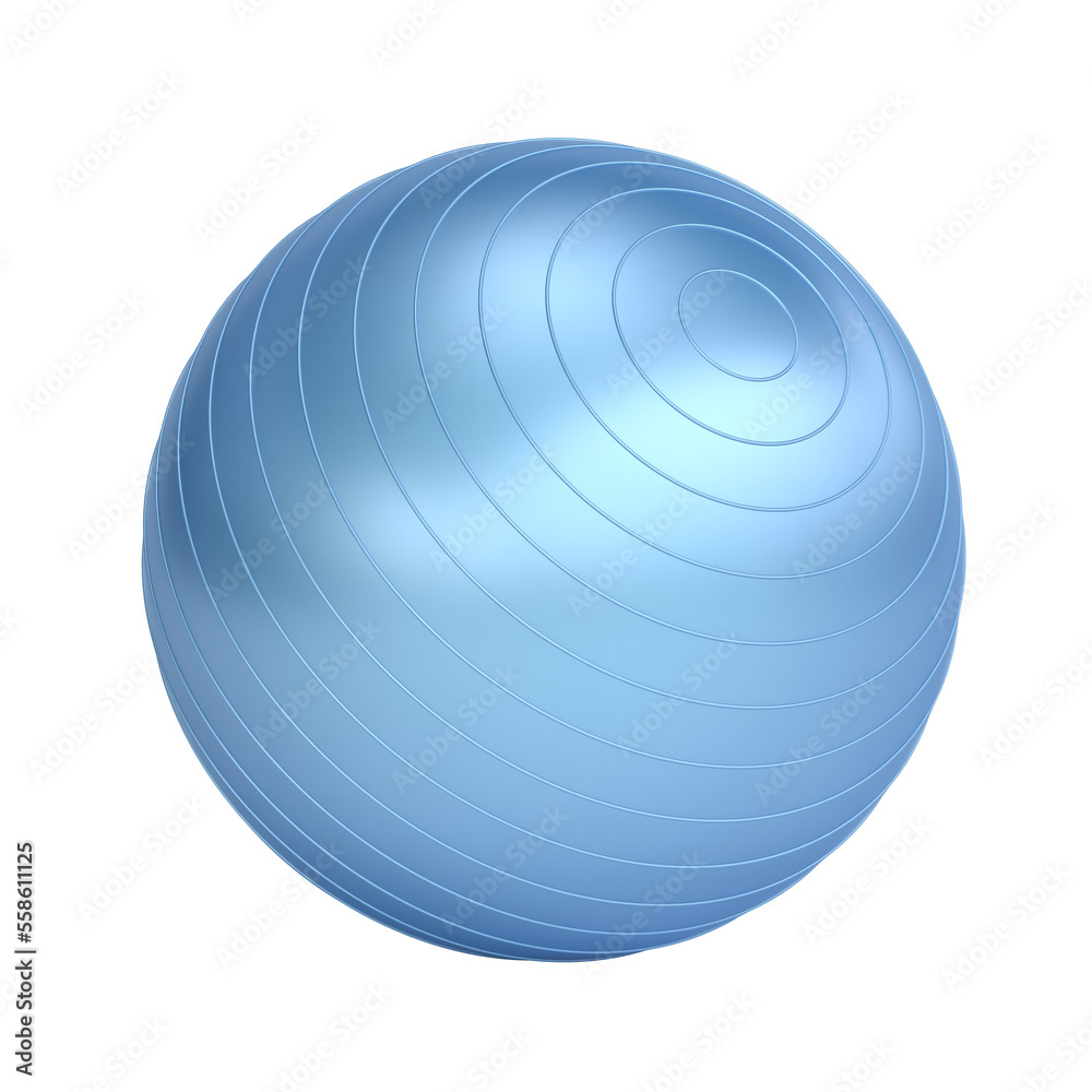 Blue fitness ball isolated on white background 3d rendering Stock ...
