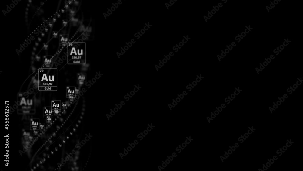 GOLD Molecule Symbol, AU, Chemistry Periodic Table, Animation ...