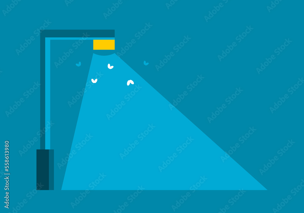 Blue glowing electric streetlight lamp bulb pole illuminated light with ...