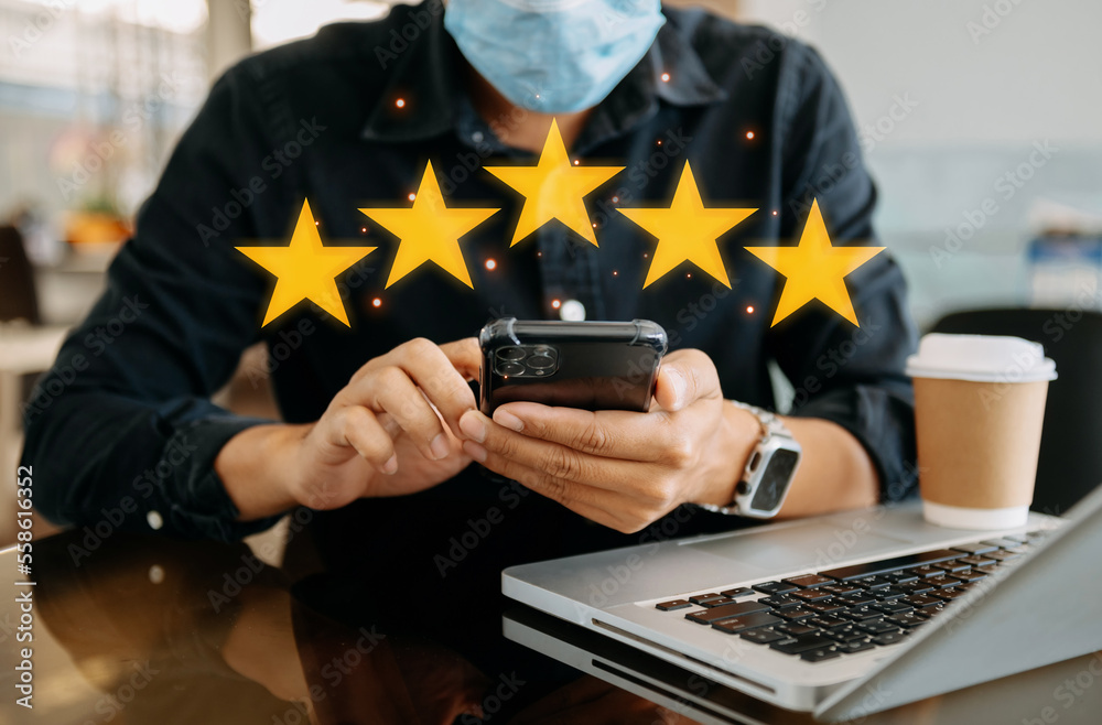 Customer or client the stars to complete five stars. with copy space ...