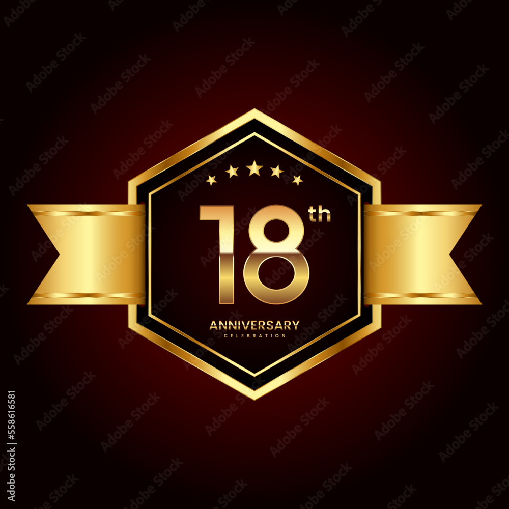 Logo design with emblem style for 18th anniversary celebration event ...
