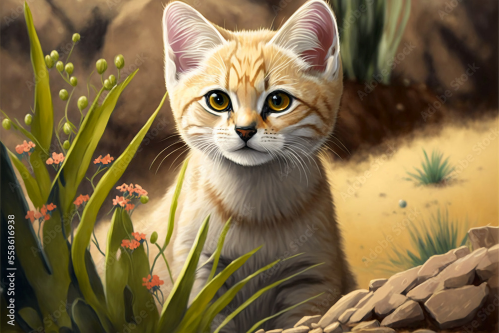 Sand cat, a small species of cat that lives in deserts. Generative AI ...