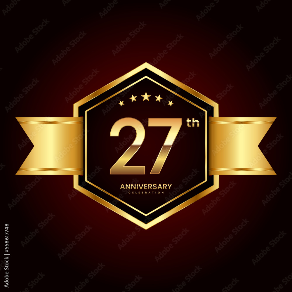 Logo design with emblem style for 27th anniversary celebration event ...