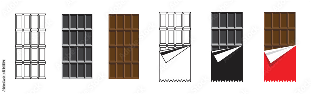 Chocolate icon. Chocolate bar icon set. Chocolate icon collection ...
